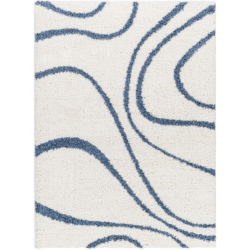 Livabliss Birmingham Blue/White 8 ft. x 10 ft. Abstract Indoor Area Rug ...