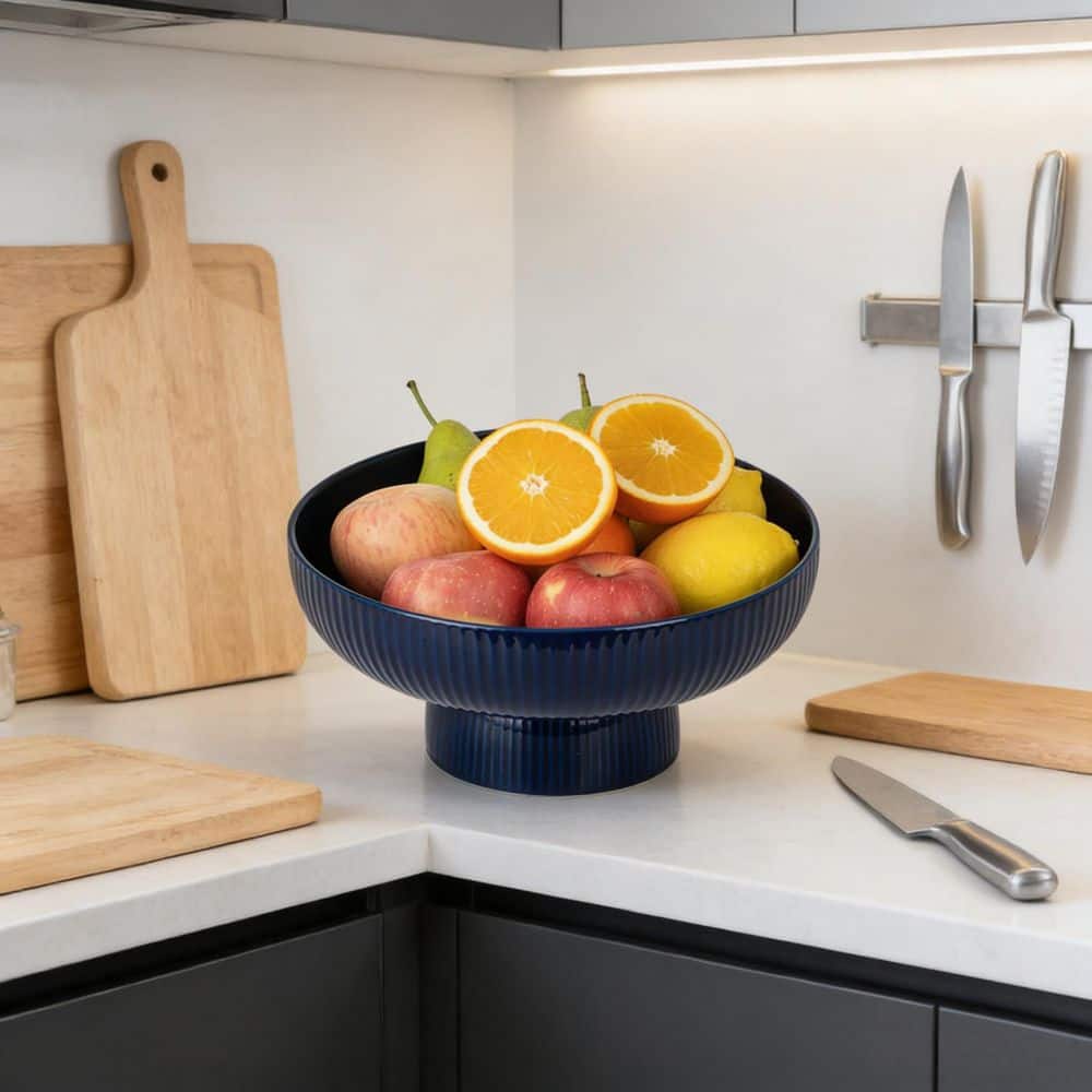 Numhew 1 Piece Navy Drainable Ceramic Fruit Bowl Set with Removable ...