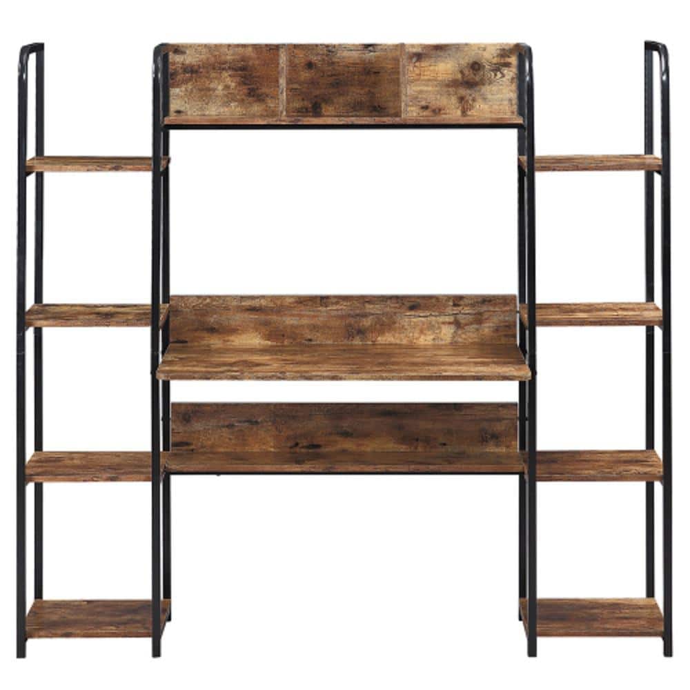 wetiny 20 in. Brown Computer Desk with Storage Hutch and Double ...