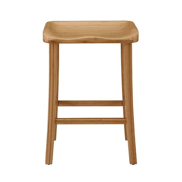 Piper 30 in. Natural Bamboo Bar Height Stool with Bamboo Seat (Set of 2 ...