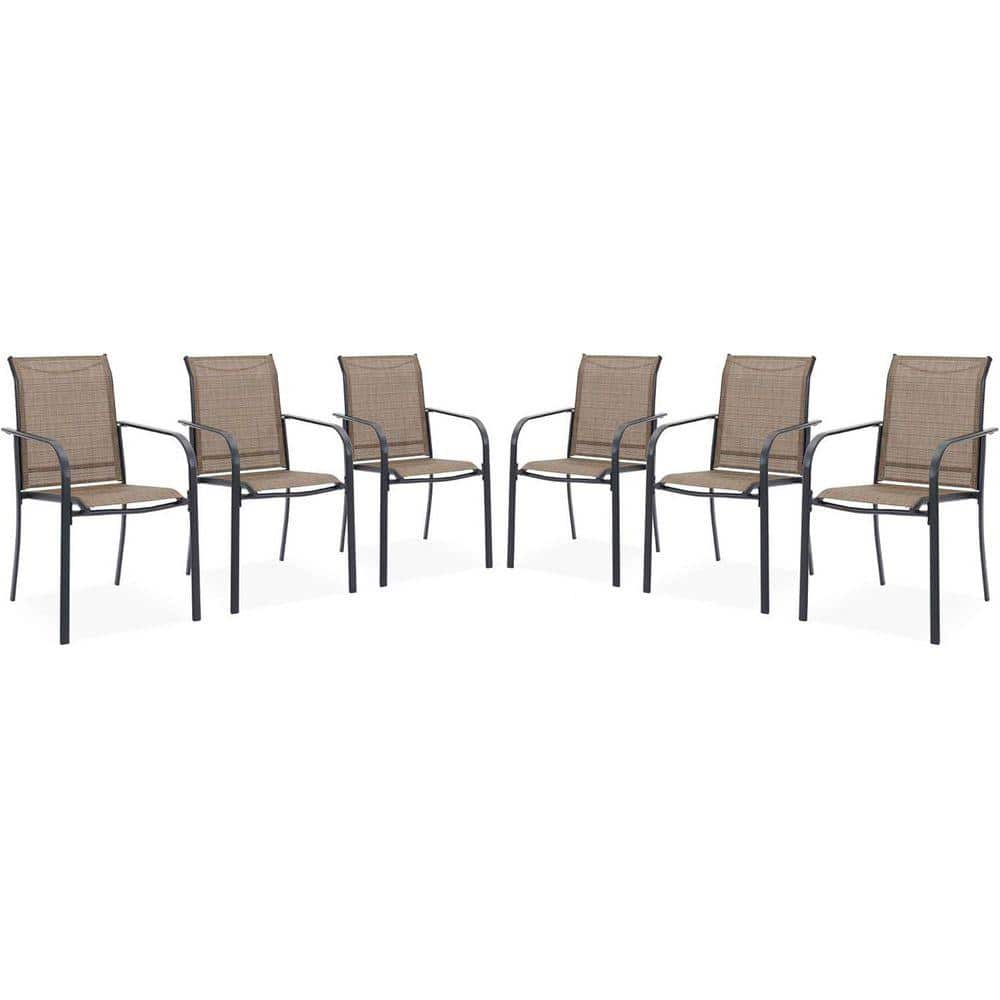 DIFY Black Frame All-Weather Stackable Metal Outdoor Patio Chairs with ...