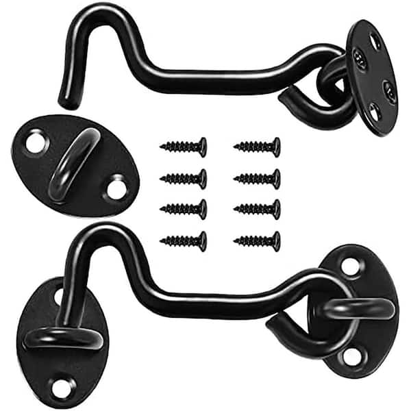 Cabin Hook and Eye Latch 4 Inch Black Privacy Hooks for Barn Door ...