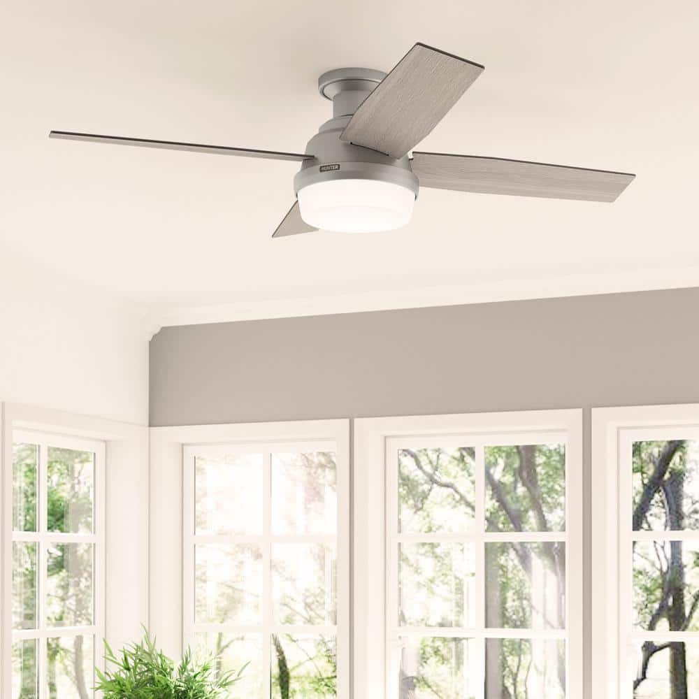 Hunter Dempsey 52 in. Indoor Matte Silver Ceiling Fan with Light Kit ...