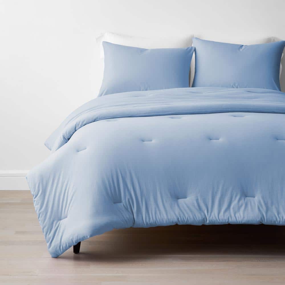 The Company Store Company Cotton 3-Piece Cloud Blue T-Shirt Soft Jersey ...