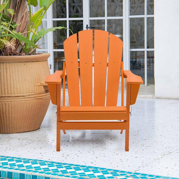 Unbranded SERGA.Orange Plastic Folding Outdoor Adirondack Chair W2020CS OR