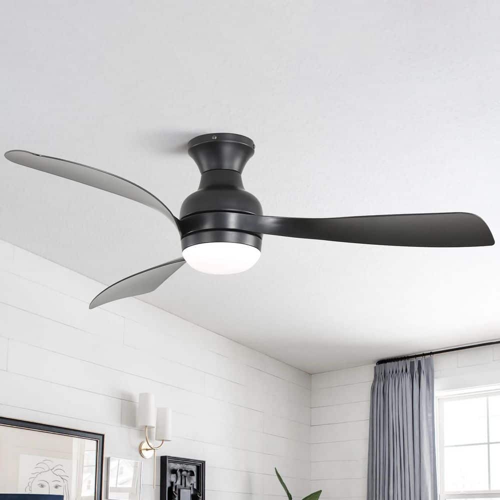 CACI Mall 52 in. Indoor/Outdoor Modern Black Low Profile Ceiling Fan ...