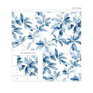 NextWall 30.75 sq. ft. Seaglass Leaf Trail Vinyl Peel and Stick Wallpaper Roll NW45604 - The ...