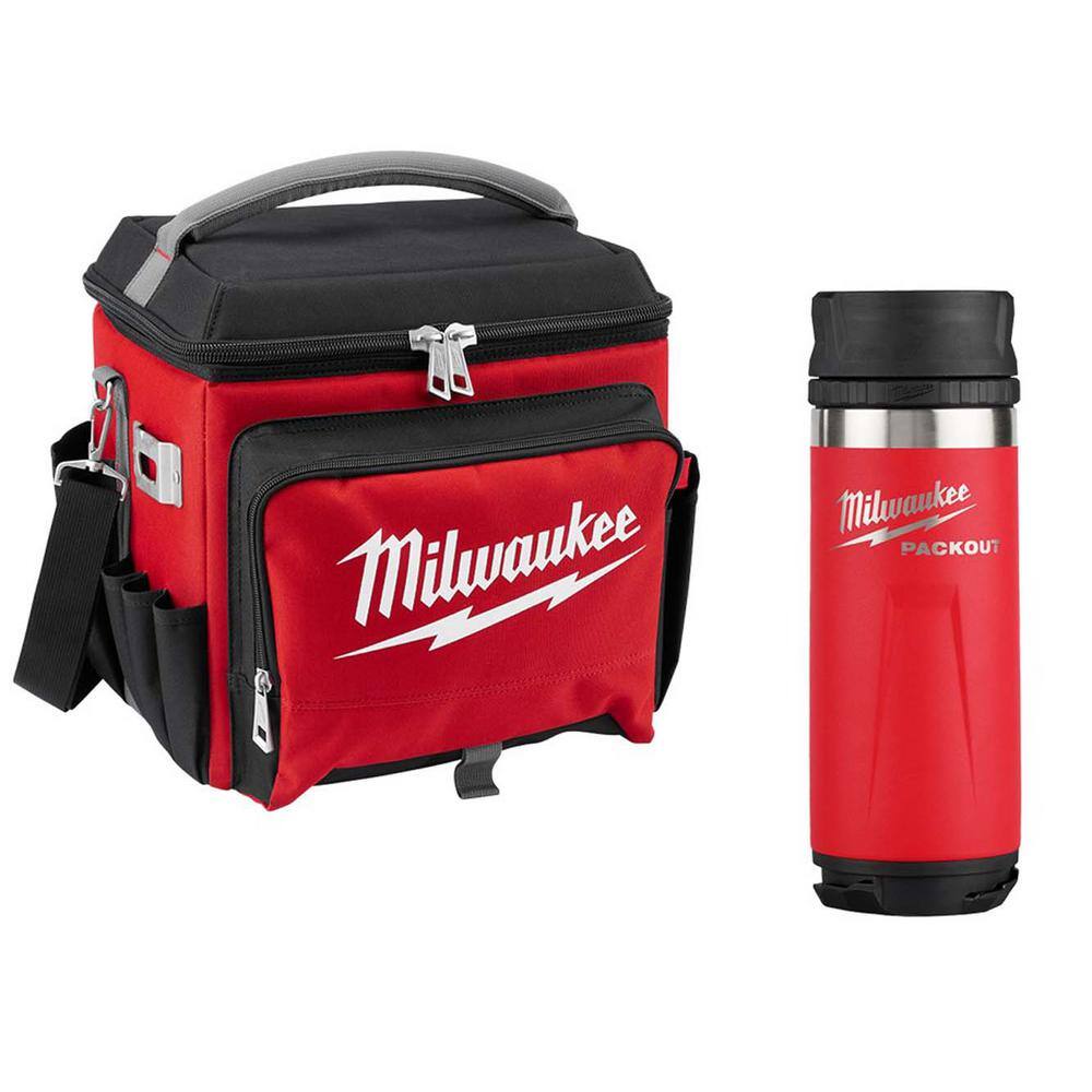 Milwaukee 21 Qt. Soft Sided Jobsite Lunch Cooler with PACKOUT Red 18 oz ...