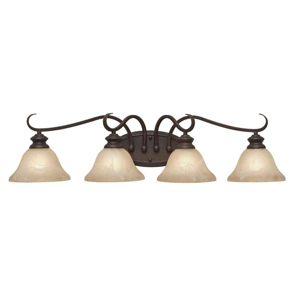 Golden Lighting Lancaster Collection 4-Light Rubbed Bronze Bath Vanity ...