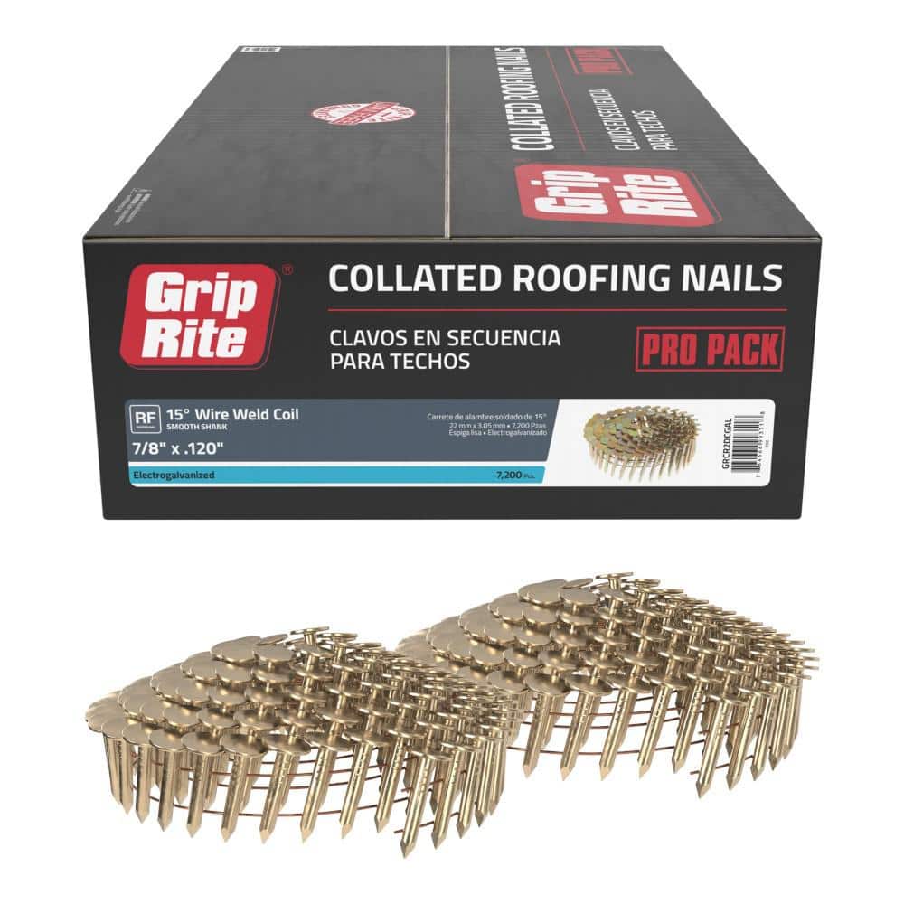 Grip-Rite 7/8 in. x 0.120 in. 15° Wire Collated Electrogalvanized ...