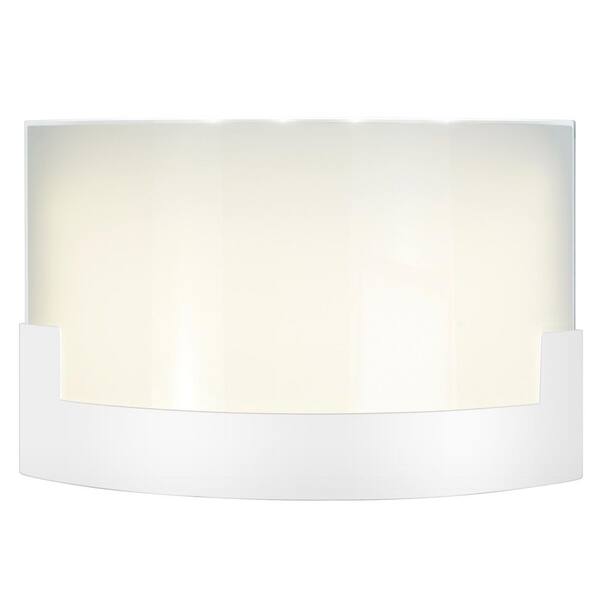 Elegant Series 12.6 in. 1-Light White Finish LED Wall Sconce with ...