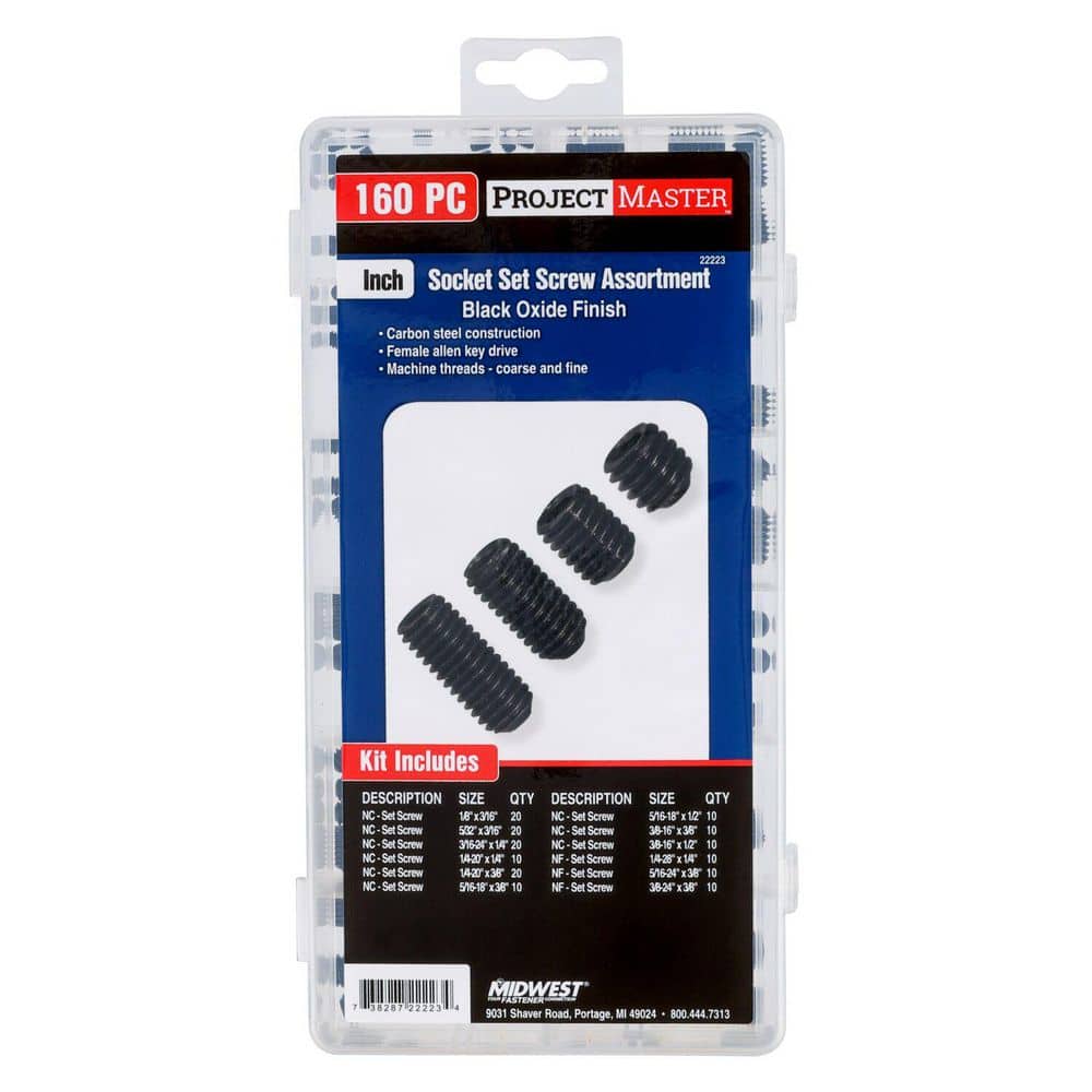 PROJECT MASTER Socket Set Screw Assortment Kit 22223 - The Home Depot
