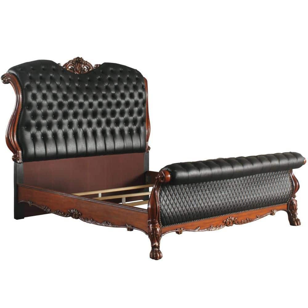 Benjara Sleigh Black Wood Frame King Size Panel Bed with Claw Legs ...