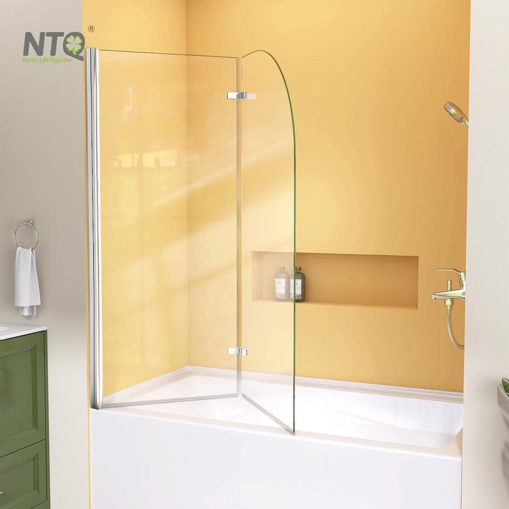 NTQ 48 in. W x 58 in. H Bi-Fold Tub Door Hinged Pivot Bathtub Shower ...