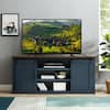 FESTIVO 68 in. Navy with Walnut Color Desktop TV Stand for TVs up to 75 ...