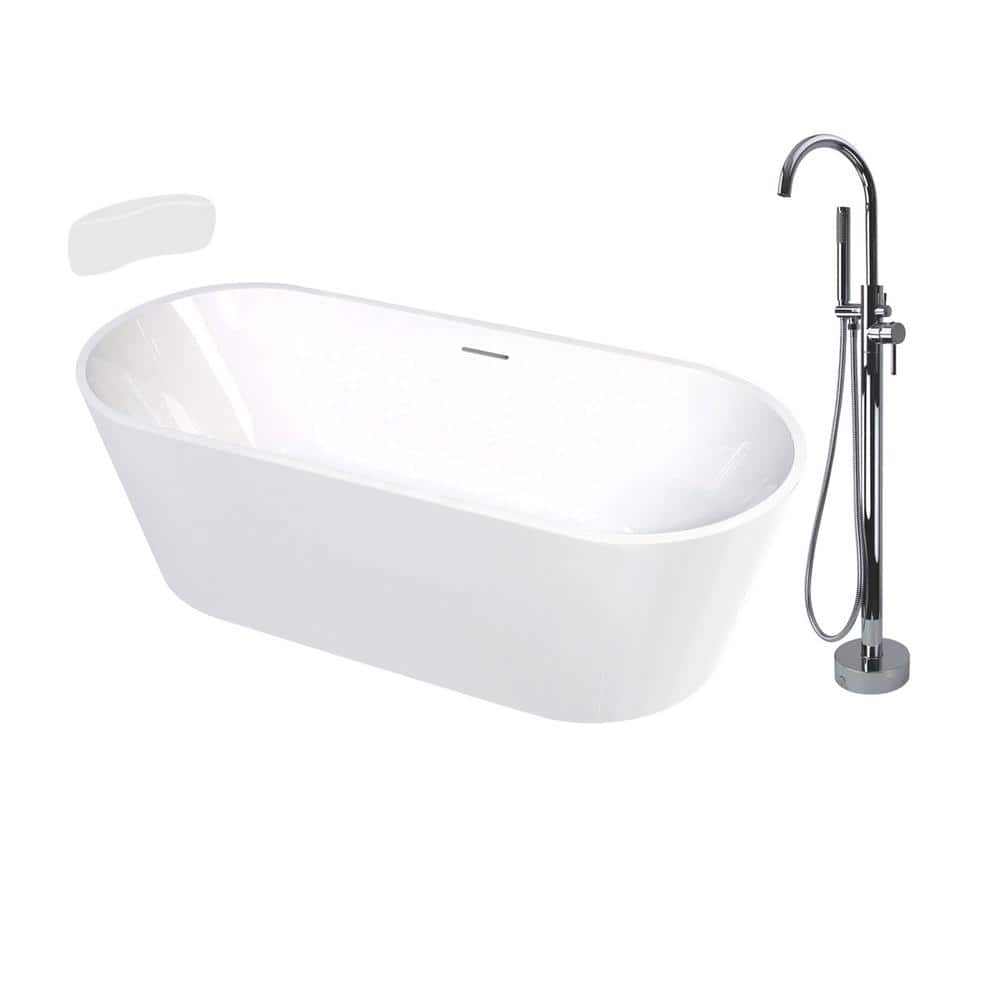 Transolid Maris Grande 67 in. x 31.125 in. Soaking Bathtub with Center ...
