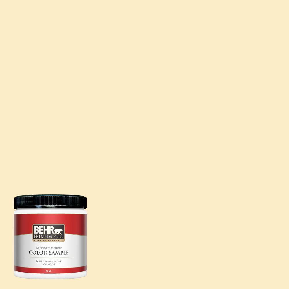BEHR PREMIUM PLUS 8 oz. #330A-2 Frosted Lemon Flat Interior/Exterior ...