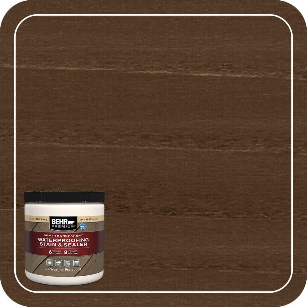 BEHR PREMIUM 8 oz. #ST-105 Padre Brown Semi-Transparent Waterproofing ...