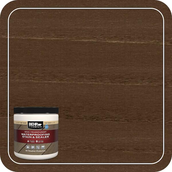 BEHR PREMIUM 8 oz. #ST-201 English Brown Semi-Transparent Waterproofing ...
