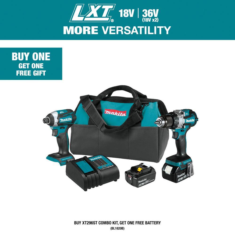Makita 18-Volt LXT Lithium-Ion Brushless Cordless 2-Piece Combo Kit (Hammer Drill/Impact Driver ...