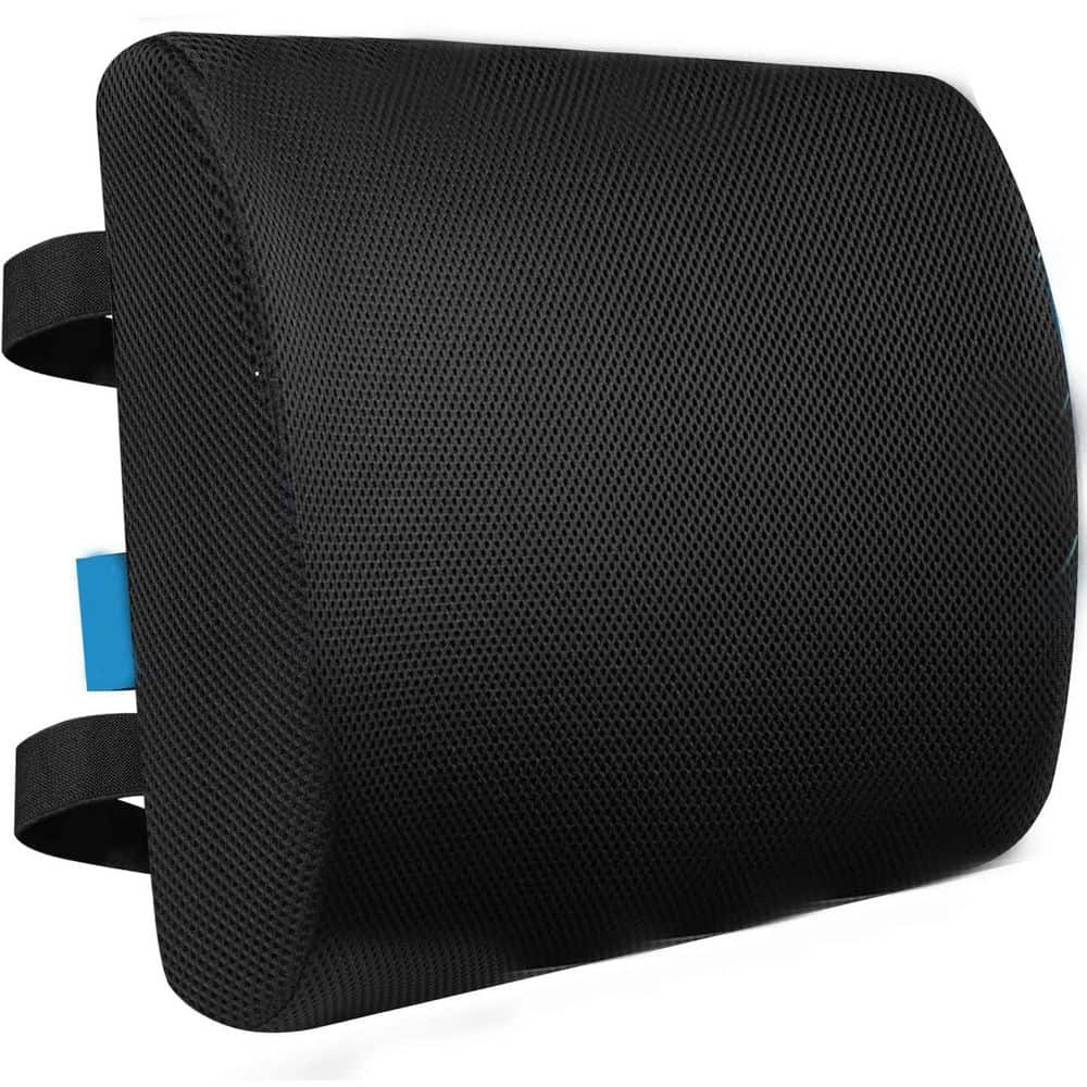 Black Mesh Pattern Ergonomic Memory Foam Lower Back Pain Relief ...