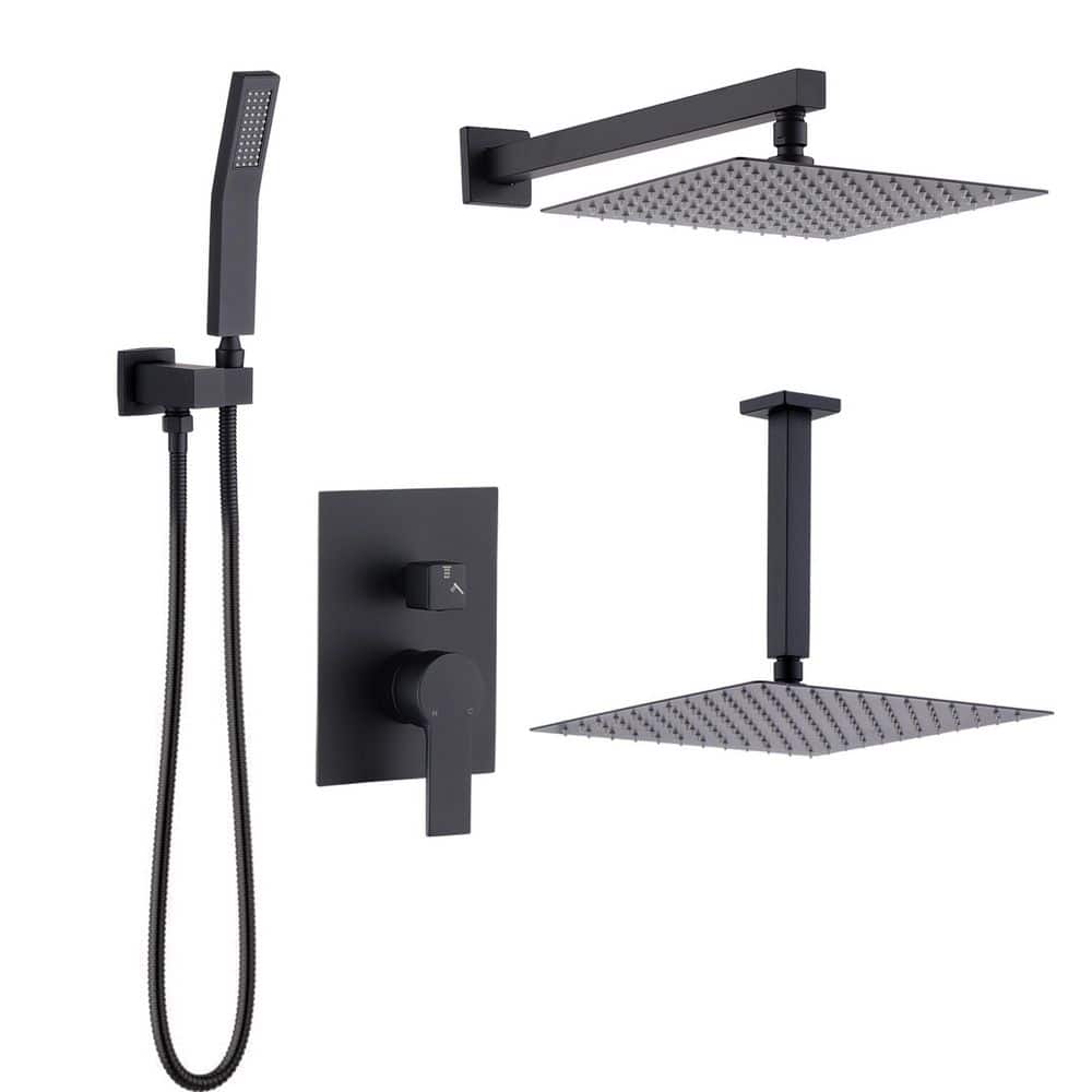 Satico 1-Spray 10 in. Ceiling Mount Dual Shower Head and Handheld ...