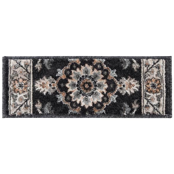 Natco Capri Elina Deep Blue/Whitecap 9 in. x 33 in. Woven Polypropylene ...