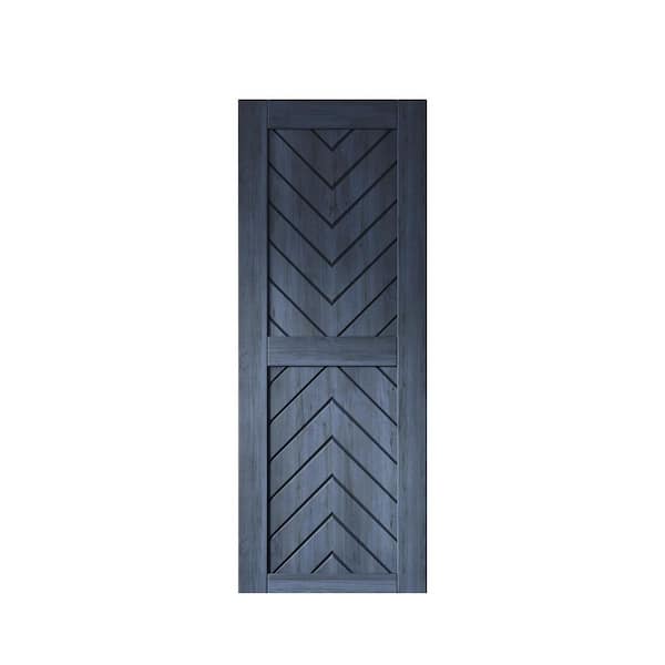 HOMACER JT4 30 in. x 80 in. C-Panel Solid Core Navy Fishbone Design ...