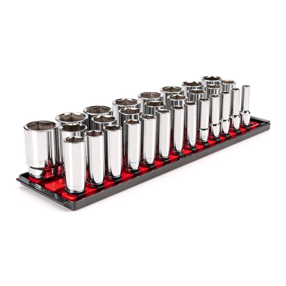 TEKTON 1/2 in. Drive Deep 6-Point Socket Set, (29-Piece) (10-38 mm ...