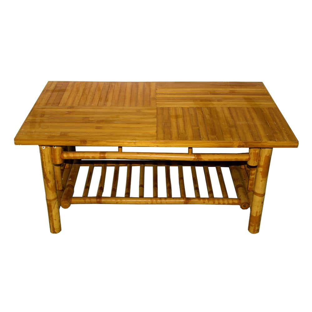 MGP 42 in. Bamboo Large Rectangle Wood Coffee Table with Shelf BCT-28 ...