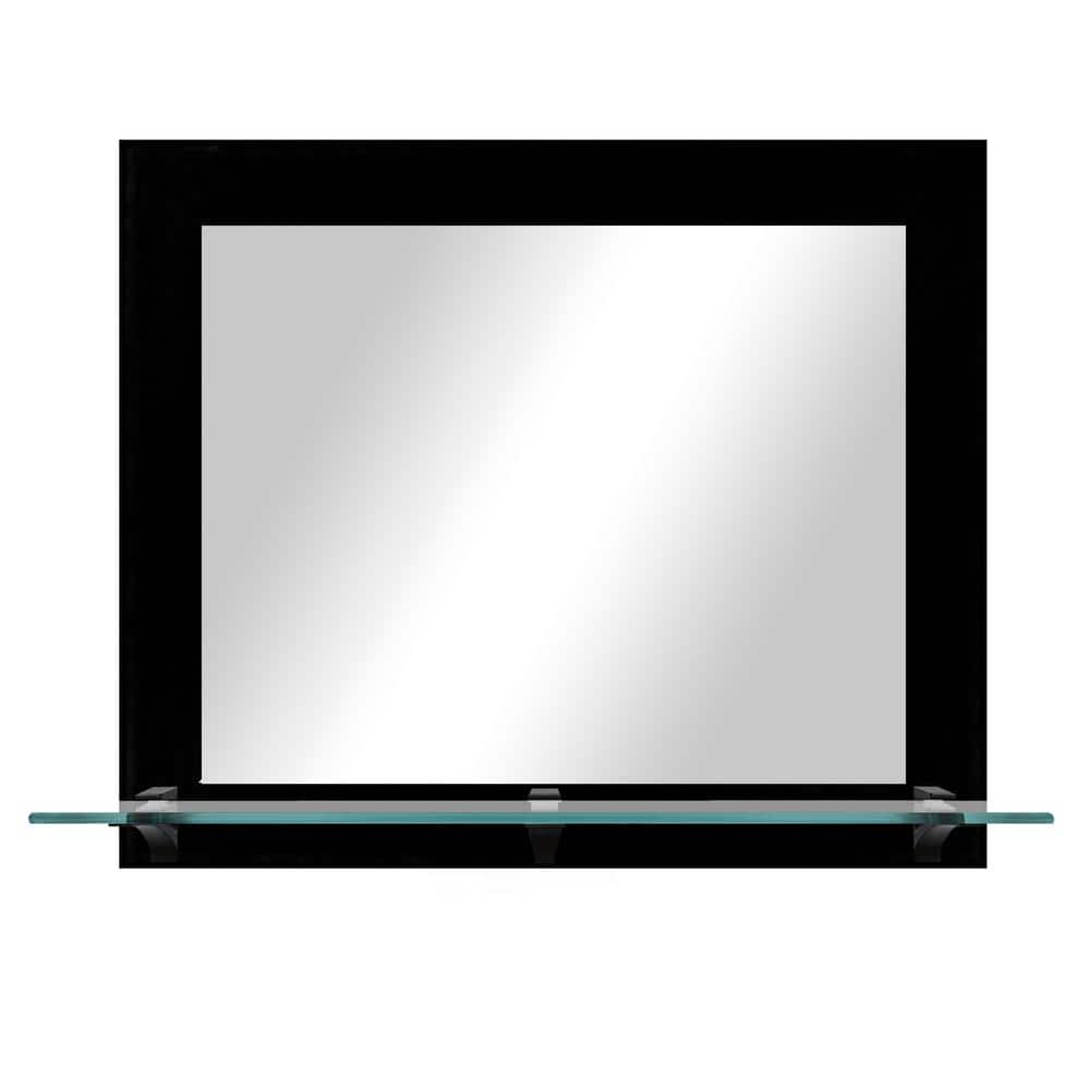 25.5 in. W x 21.5 in. H Rectangle Black Horizontal Mirror With Tempered ...