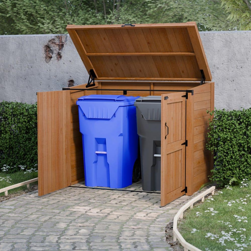 Leisure Season 64 in. W x 38 in. D x 53 in. H Medium Trash Can Storage ...