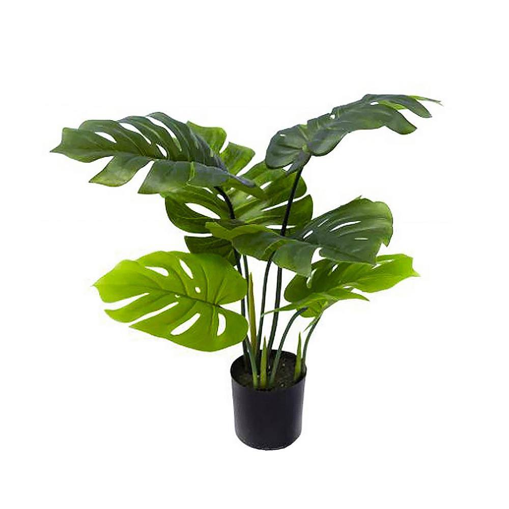 LIVING LUXURY 2 ft. Artificial Monstera Plant Split Leaf Philodendron Tree in Pot 60449-GR - The ...