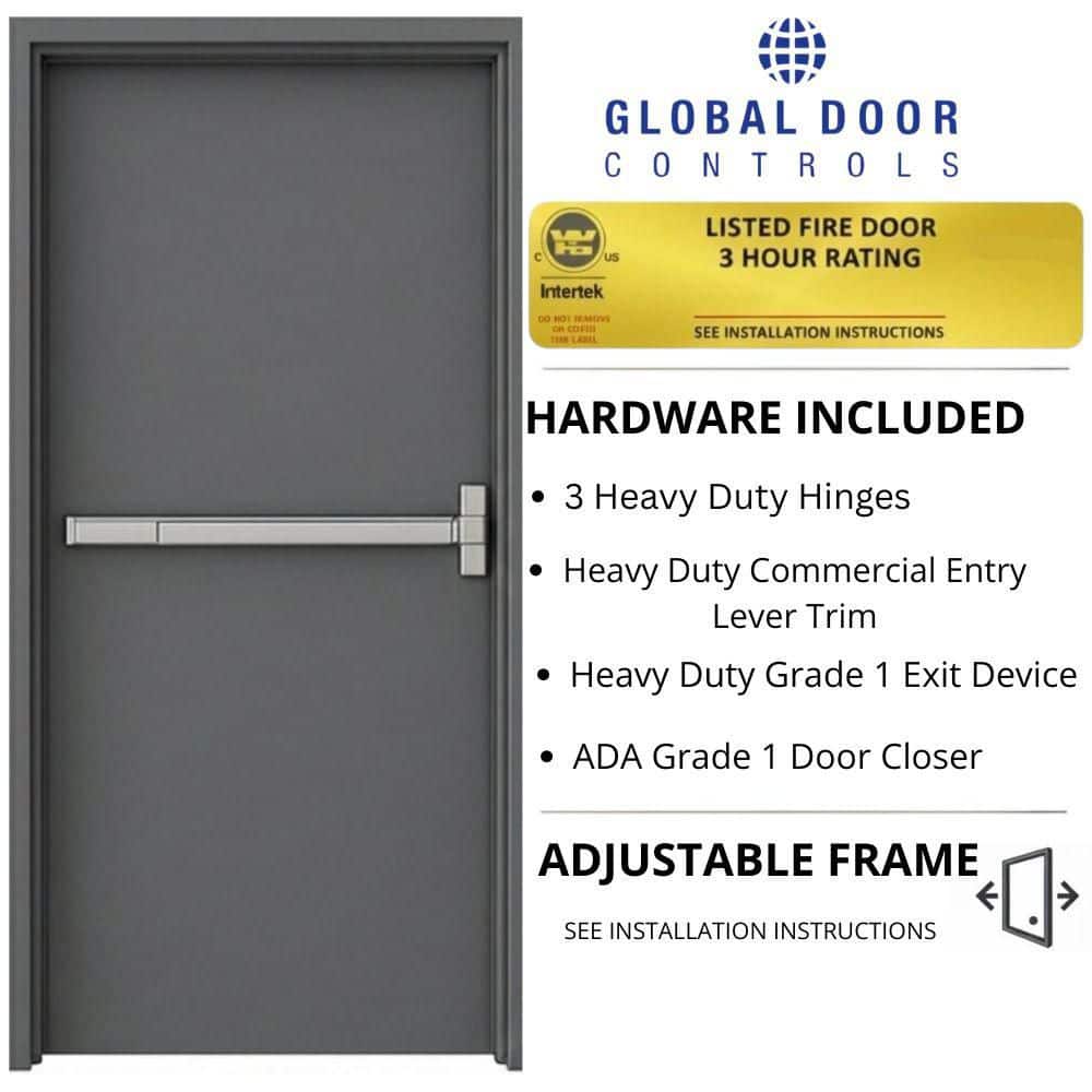 Global Door Controls Flush Doors Series 36x80in. Right Handed Stainless ...
