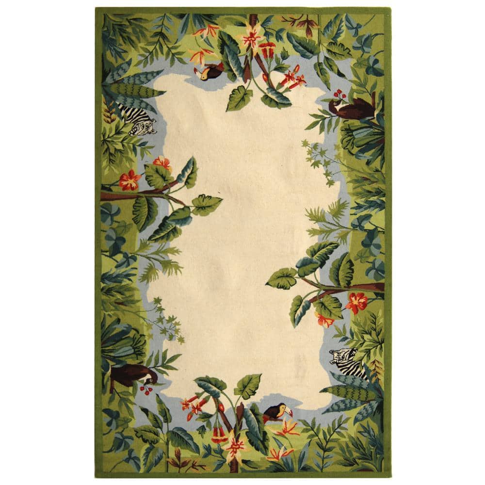 SAFAVIEH Chelsea Beige/Green Doormat 3 ft. x 5 ft. Tropical Floral ...