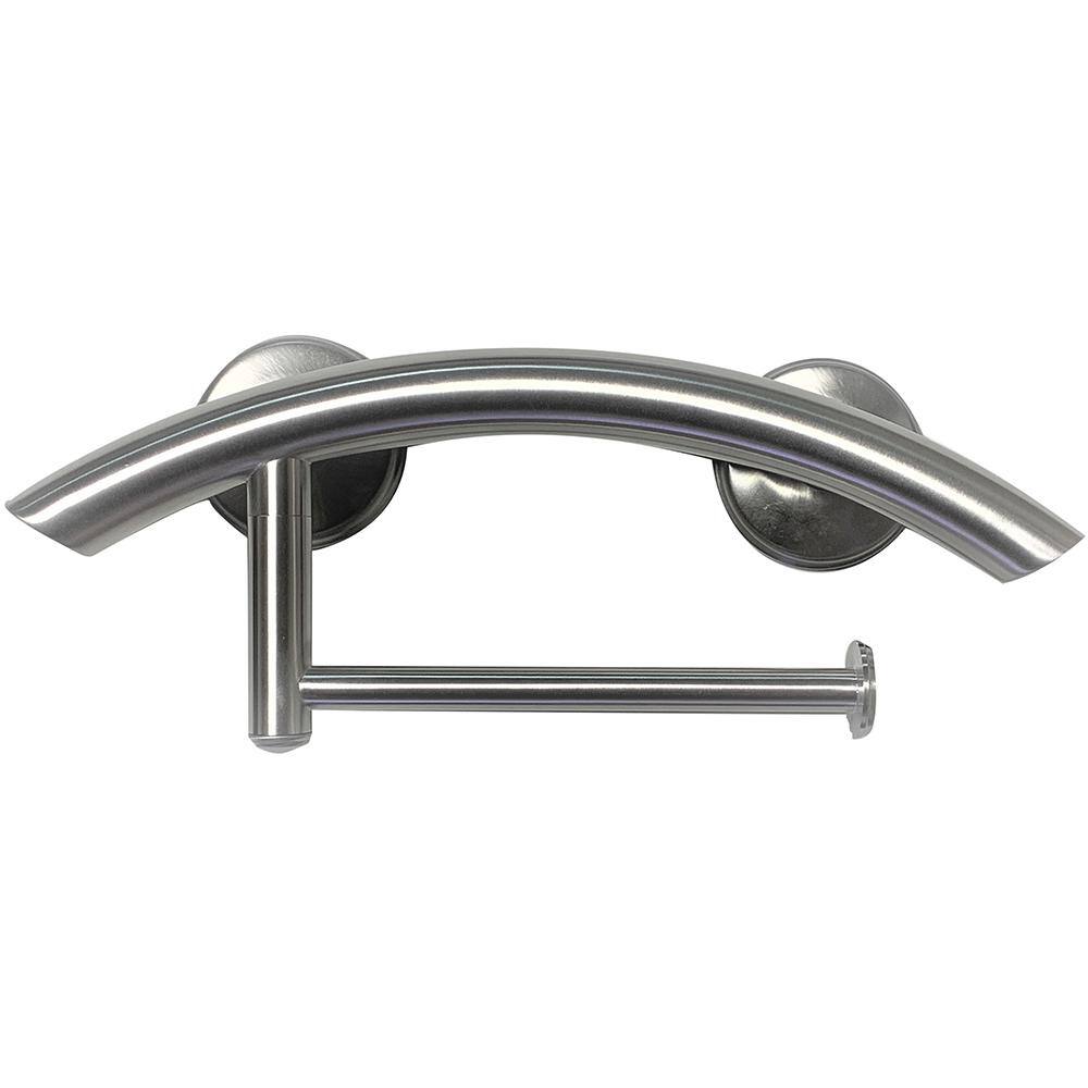 Grabcessories 15 in. 3-in-1 Grab Bar with Wall Mount Toilet Paper and ...