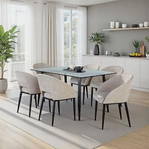 LumiSource Renee Off-White Fabric and Walnut Metal Side Chair (Set of 2 ...