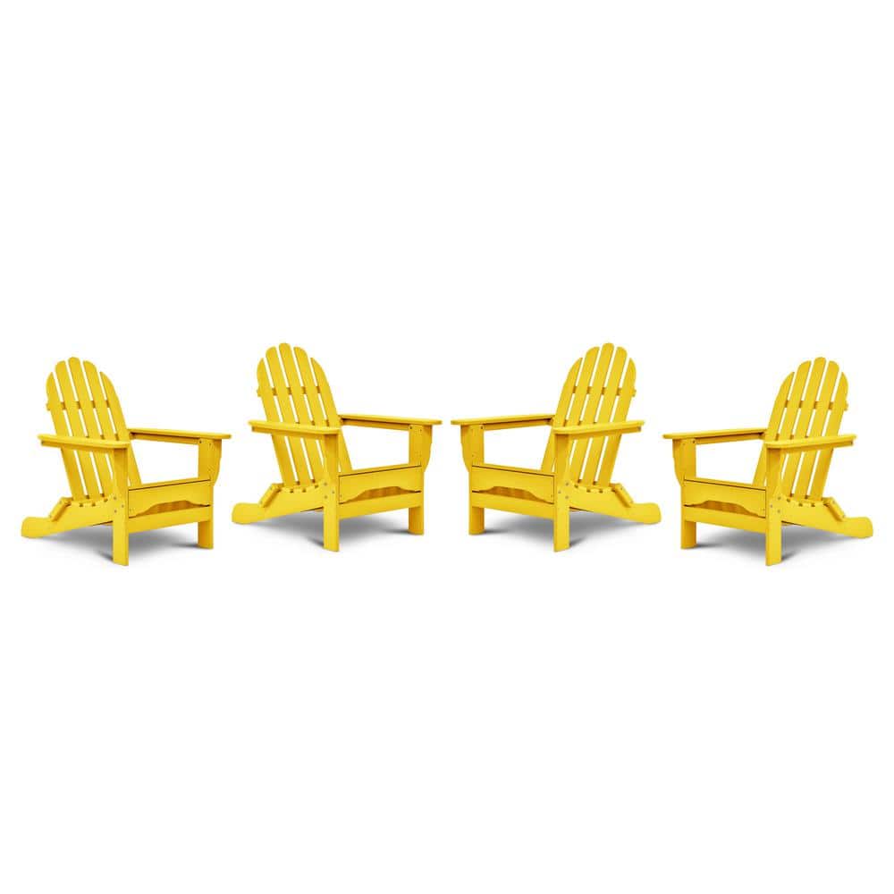 DUROGREEN Icon Lemon Yellow Recycled Plastic Adirondack Chair (4-Pack ...