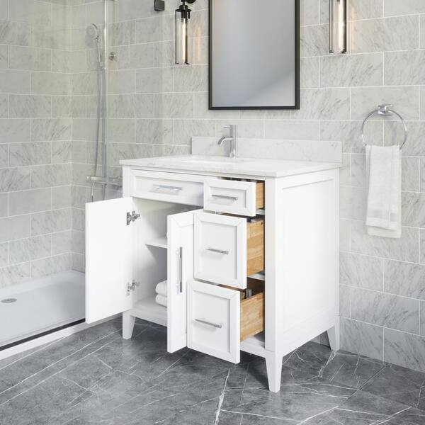 ART BATHE Jasper 36 in. W x 22 in. D Bath Vanity in White with ...