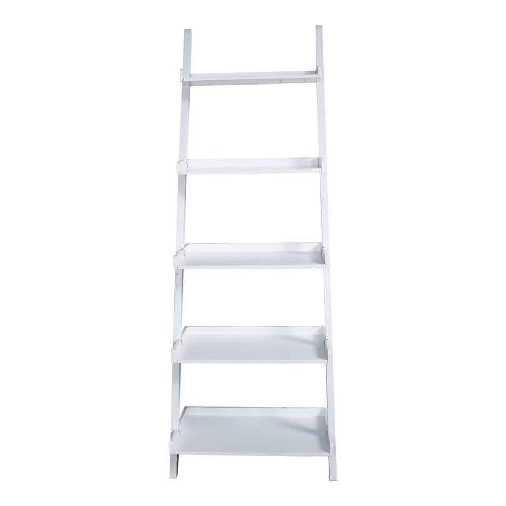 FUNKOL White 5-Tier Ladder Shelf with Storage WLadderLSS - The Home Depot