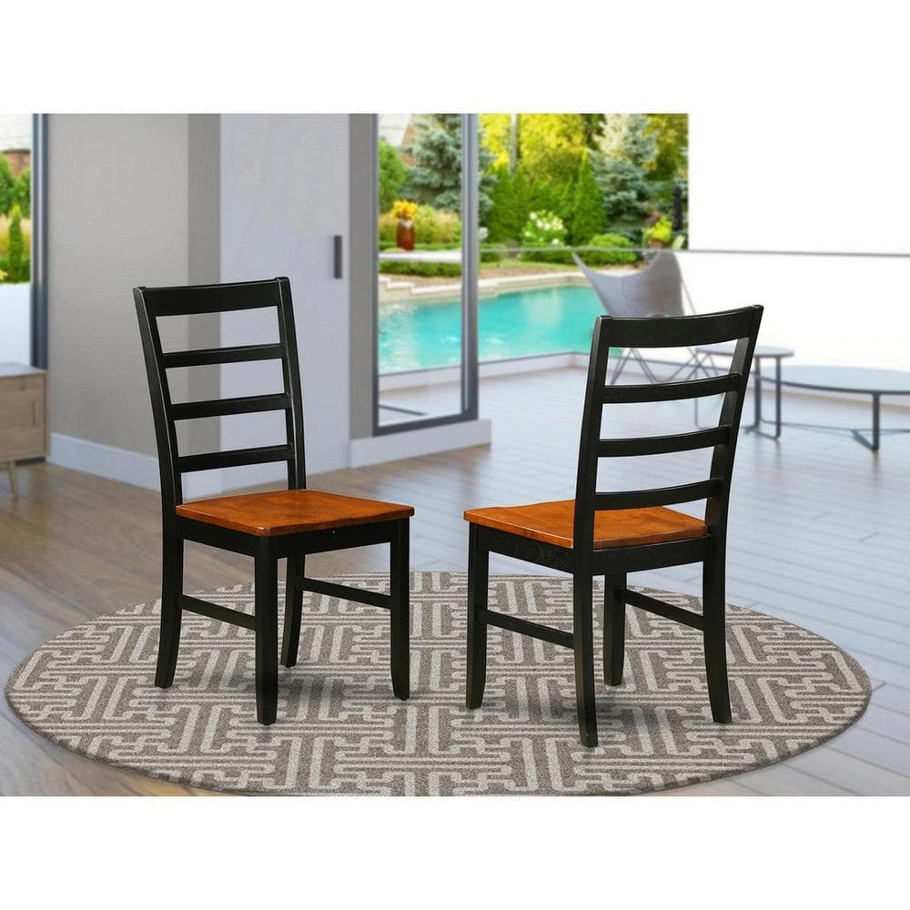 HOME IMPORTS EMPORIUM Black and Cherry Wooden Seat Stylish Back Dining ...