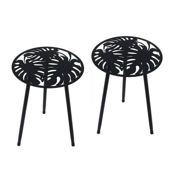 MOEPISY 2-Pack Metal Outdoor Side Tables Small Outside End Table for ...