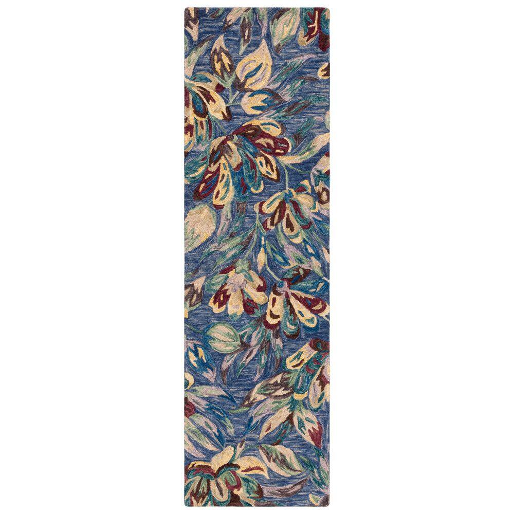 SAFAVIEH Blossom 2 ft. x 8 ft. Blue/Violet Oversized Floral Runner Rug ...