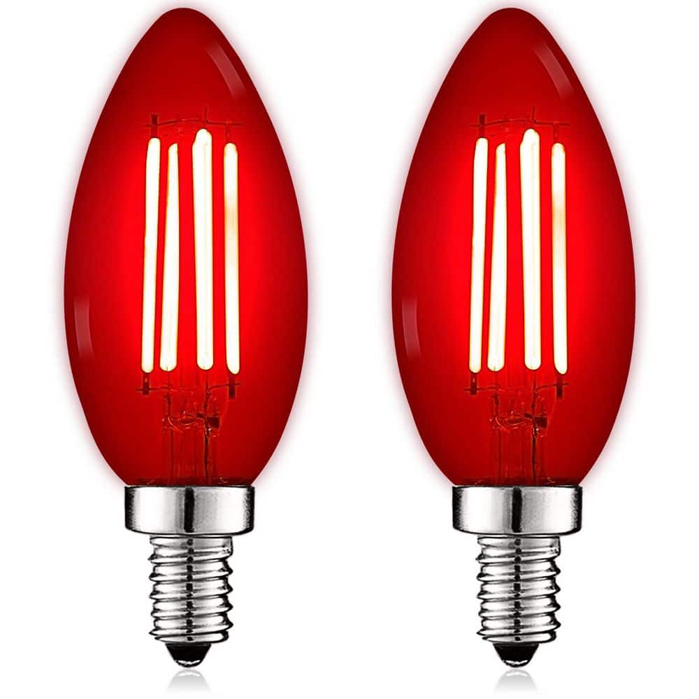 LUXRITE 40-Watt Equivalent LED Red Light Bulbs, 4.5-Watt, Colored Glass ...