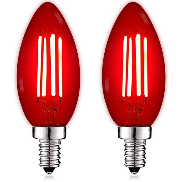 LUXRITE 40-Watt Equivalent LED Red Light Bulbs, 4.5-Watt, Colored Glass ...