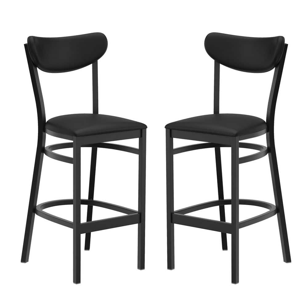 Carnegy Avenue Wright 31.875 in. Black Back Vinyl Seat Full Metal Bar Stool Counter Stool with ...