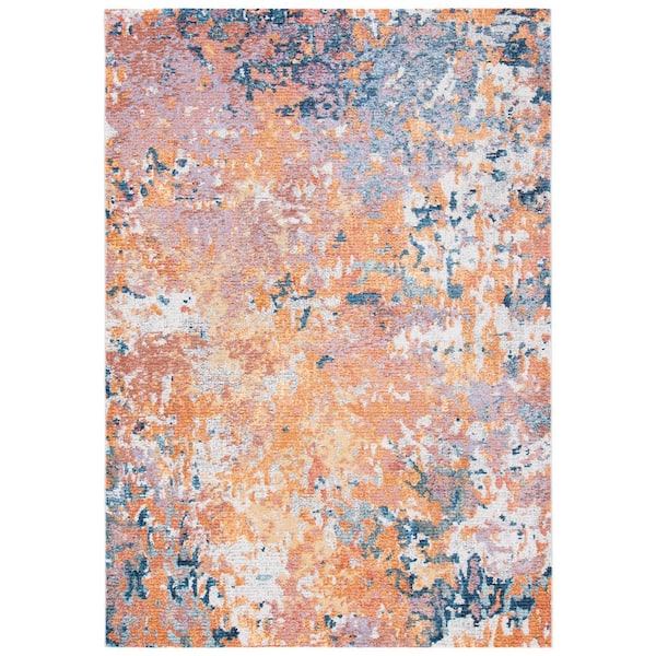 SAFAVIEH Crystal 5 ft. x 7 ft. Gold/Blue Distressed Abstract Area Rug ...