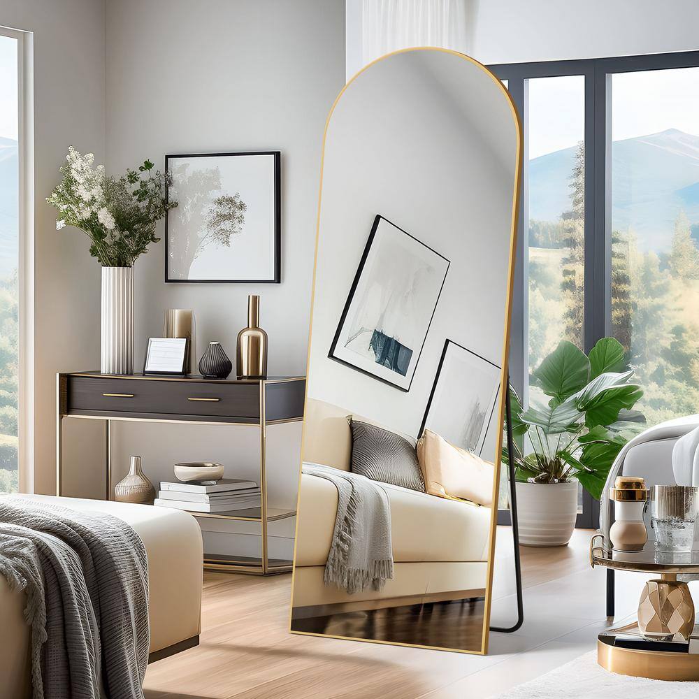 Lirago 24 in. W x 71 in. H Wood Frame Arched Floor Mirror, Bedroom ...