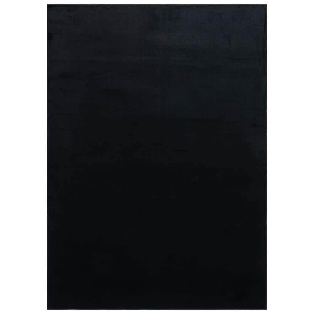 SAFAVIEH Faux Rabbit Fur Black 5 ft. x 7 ft. Solid Flokati Area Rug ...