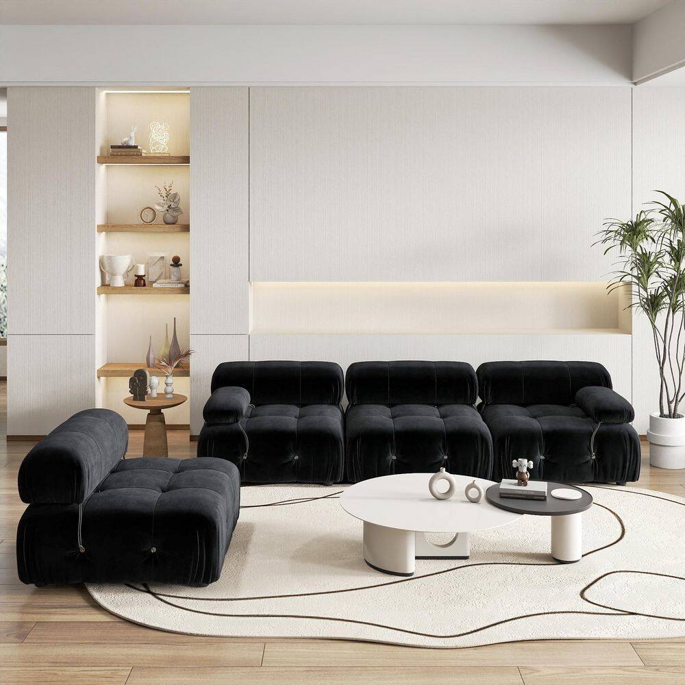 Magic Home Chameleon 138 in. Square Arm Oversized 4-piece Modern Velvet ...